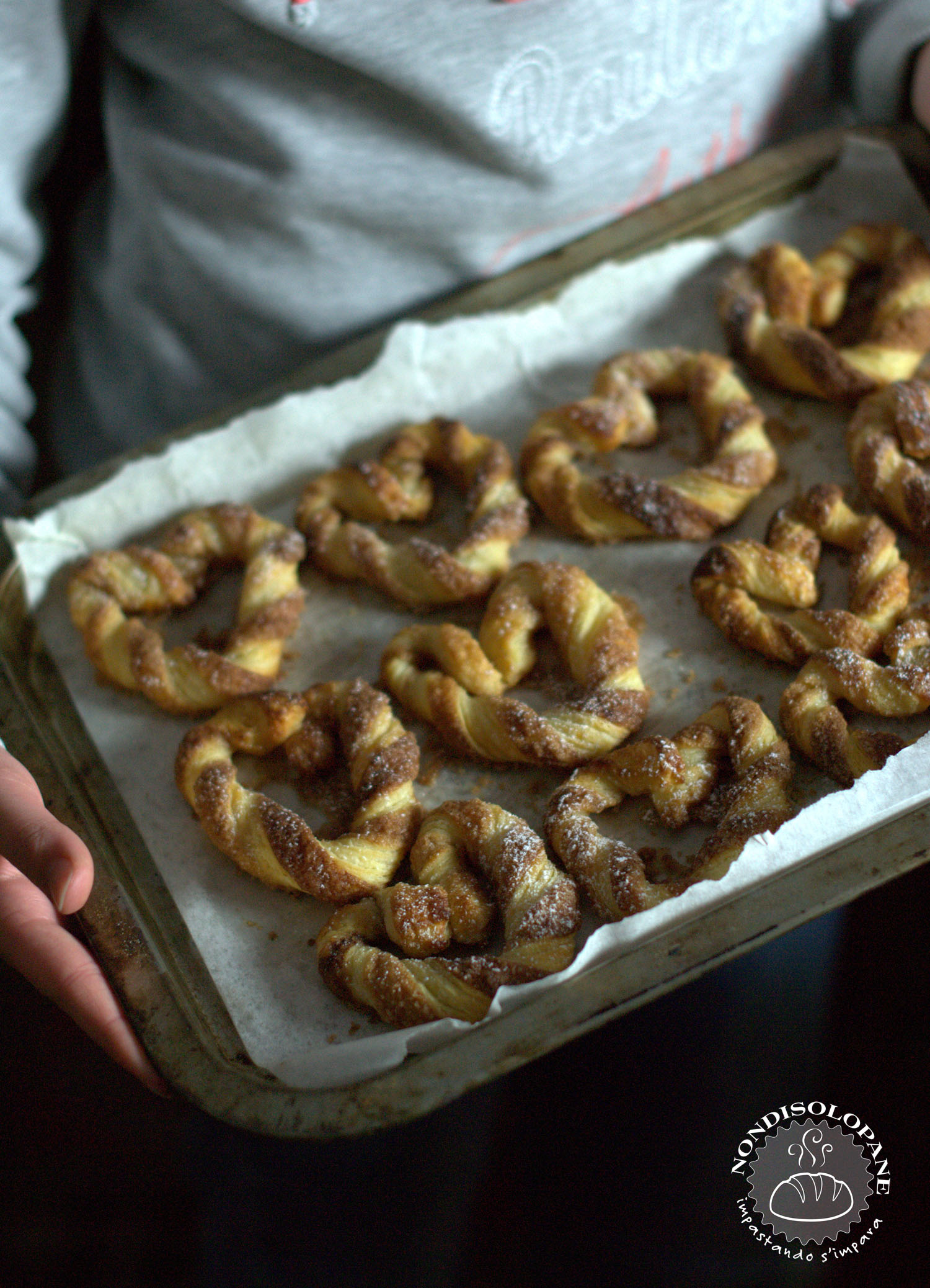 Torcetti di pasta sfoglia veloce alla cannella | NONDISOLOPANE